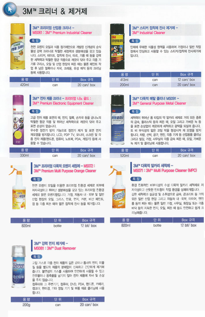3M 스리엠 - 3M 크리너&제거제 (MS061,072,071,091,081)